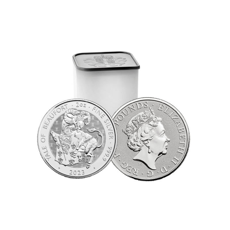 Tuba 10 x stříbrná mince 2 Oz Tudor Beasts Yale of Beaufort 2023