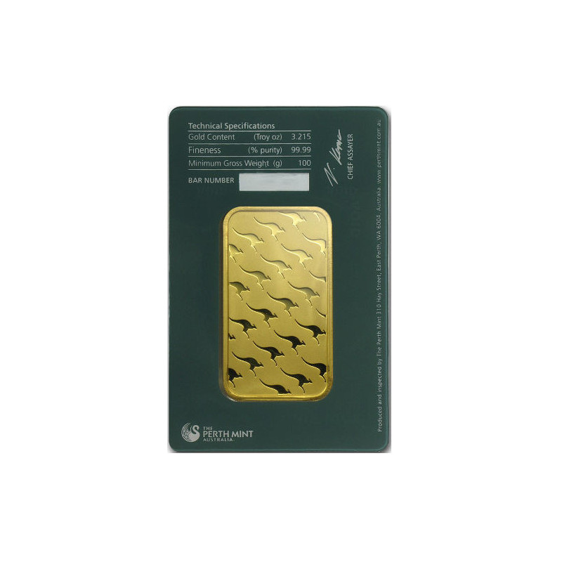 Zlatý slitek 100 g Perth Mint