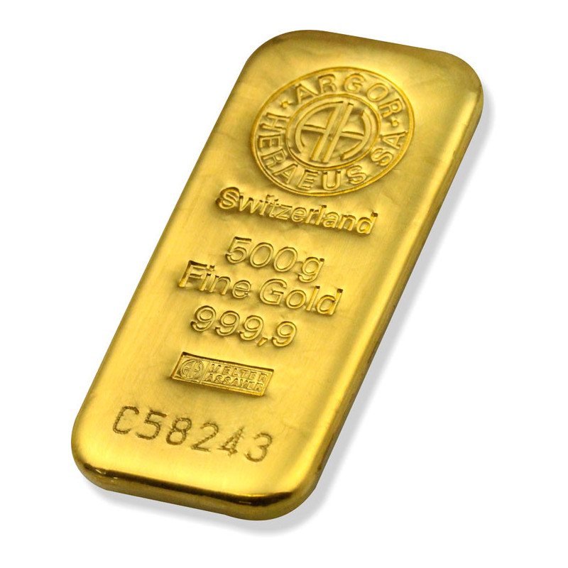 Zlatý slitek 500 g Argor Heraeus