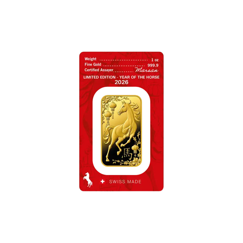Zlatý slitek 1 Oz Argor Heraeus Lunar III Year of the Horse 2026