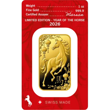 Zlatý slitek 1 Oz Argor Heraeus Lunar III Year of the Horse 2026